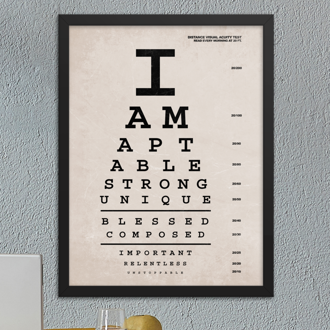 I Am Chart | Matte Framed Motivational Affirmations Poster – Motiversity